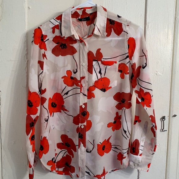 J. Crew | Tops | J Crew Silk Poppy Blouse In Xs | Poshmark